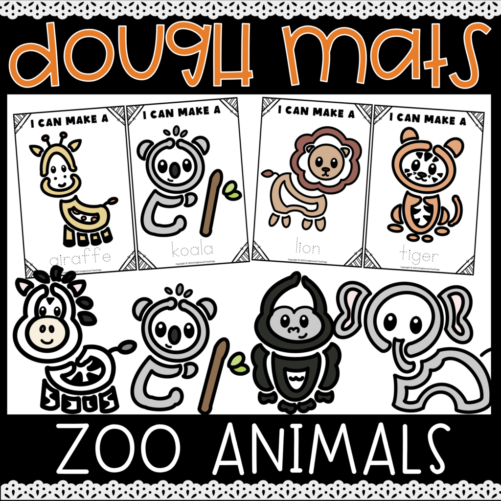 Zoo Animals Play Dough Mats Fine Motor Skills, Zoo Playdough Mats, Zoo ...