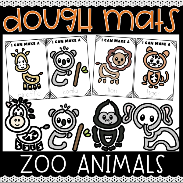 Zoo Animals Play Dough Mats Fine Motor Skills, Zoo Playdough Mats, Zoo ...