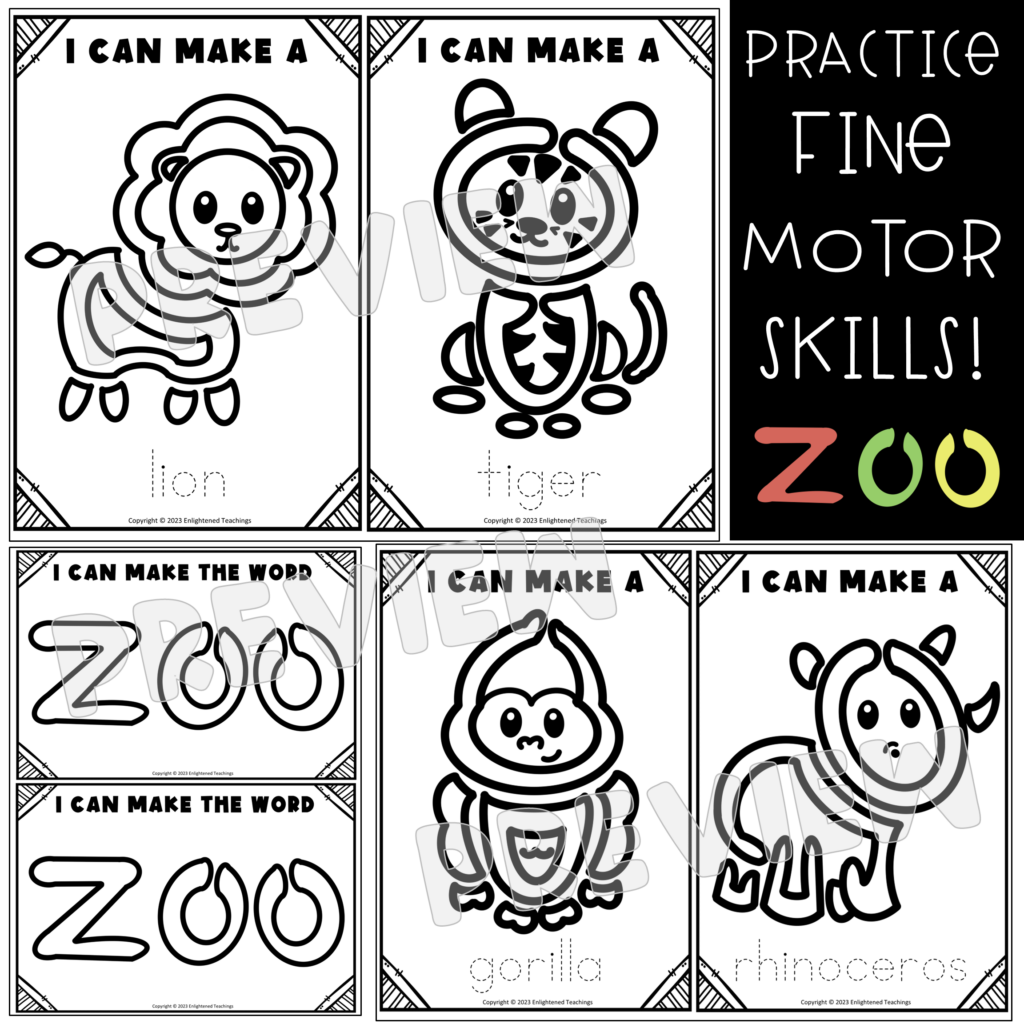 Zoo Animals Play Dough Mats Fine Motor Skills, Zoo Playdough Mats, Zoo Playdoh | Made By Teachers