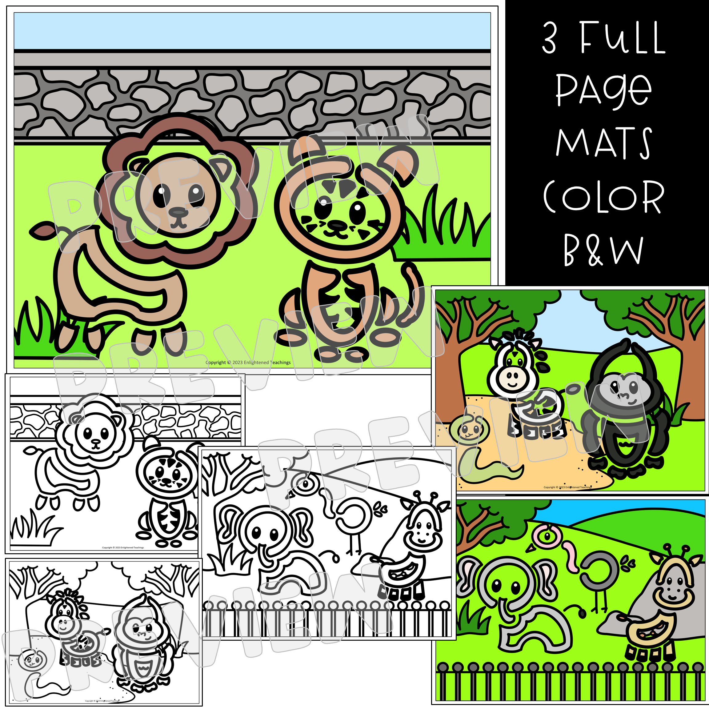 Zoo Animals Play Dough Mats Fine Motor Skills, Zoo Playdough Mats, Zoo ...