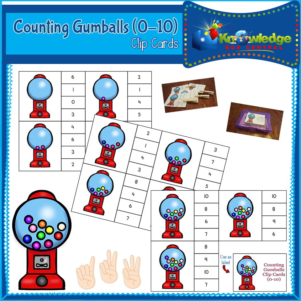 Counting Gumballs Clip Cards (0-10) | Made By Teachers