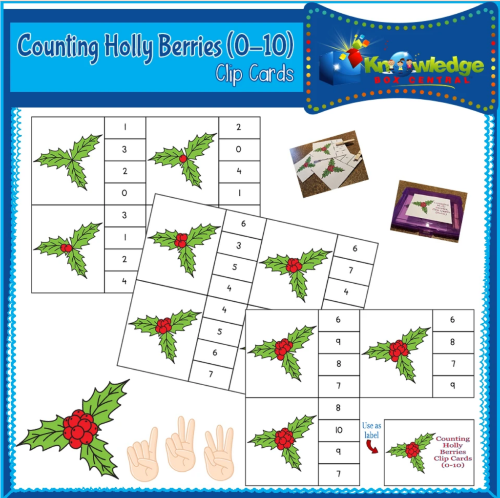 Counting Holly Bears Clip Cards (0-10) | Made By Teachers