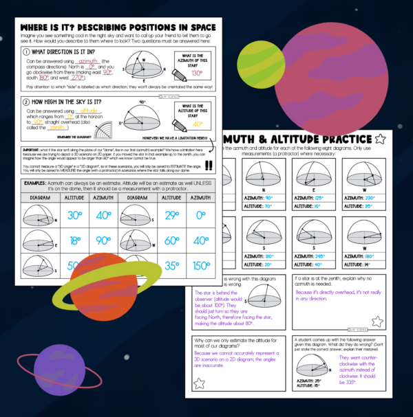 Azimuth and Altitude Notes and Practice/Worksheet | Made By Teachers