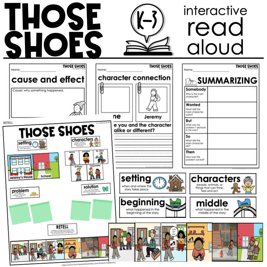 Those Shoes Interactive Read Aloud Activities | Sequencing Craft ...