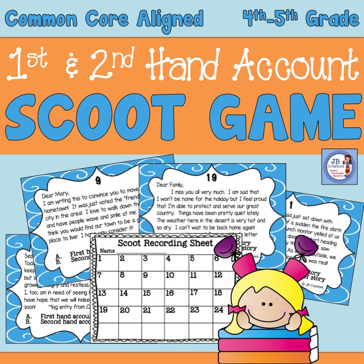 First & Second Hand Account Scoot Game for 4th-5th grade | Made By Teachers