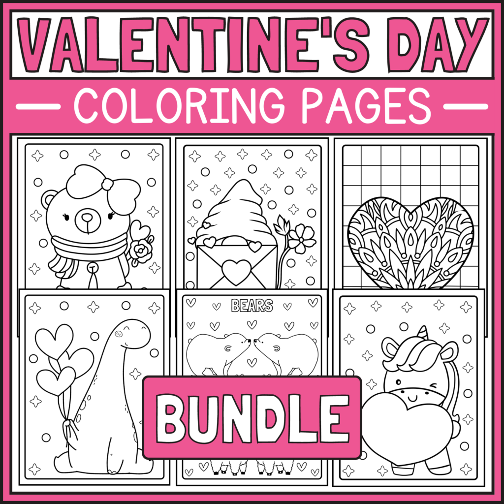 Valentine's Day Coloring Pages BUNDLE | February Coloring Pages | Made ...