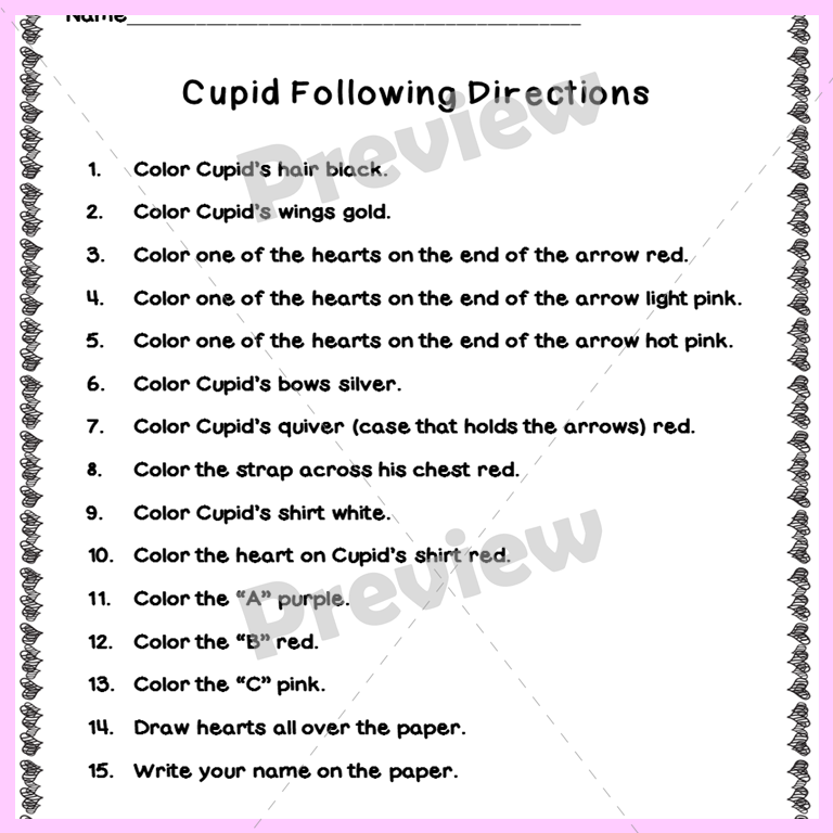 Following Directions Activities for February Reading Comprehension ...