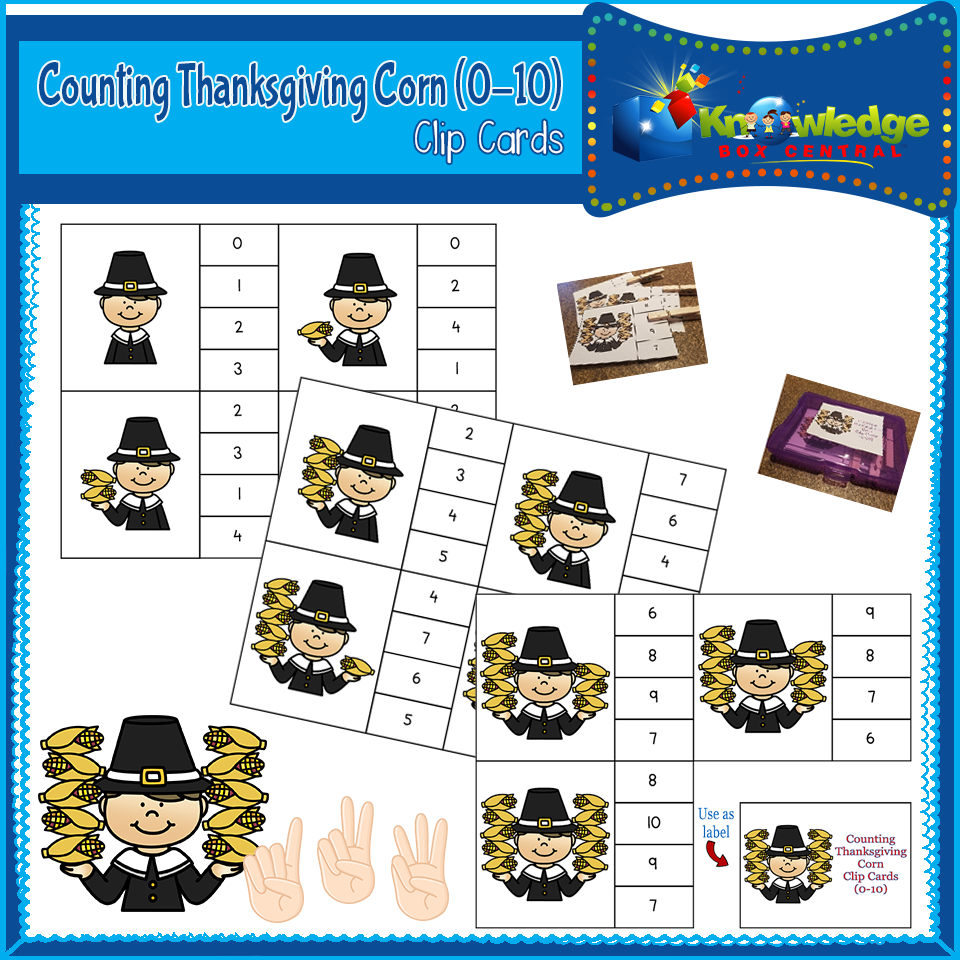 Counting Thanksgiving Corn Clip Cards | Made By Teachers