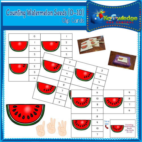 Counting Watermelon Seeds Clip Cards | Made By Teachers