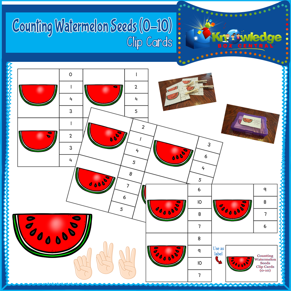 Counting Watermelon Seeds Clip Cards | Made By Teachers