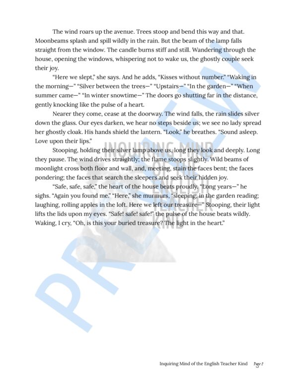 "A Haunted House" by Virginia Woolf Close Reading Worksheet | Made By ...