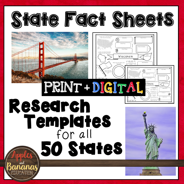 50 States Fact Sheets: Templates for all 50 States w/Answer Keys | Made ...