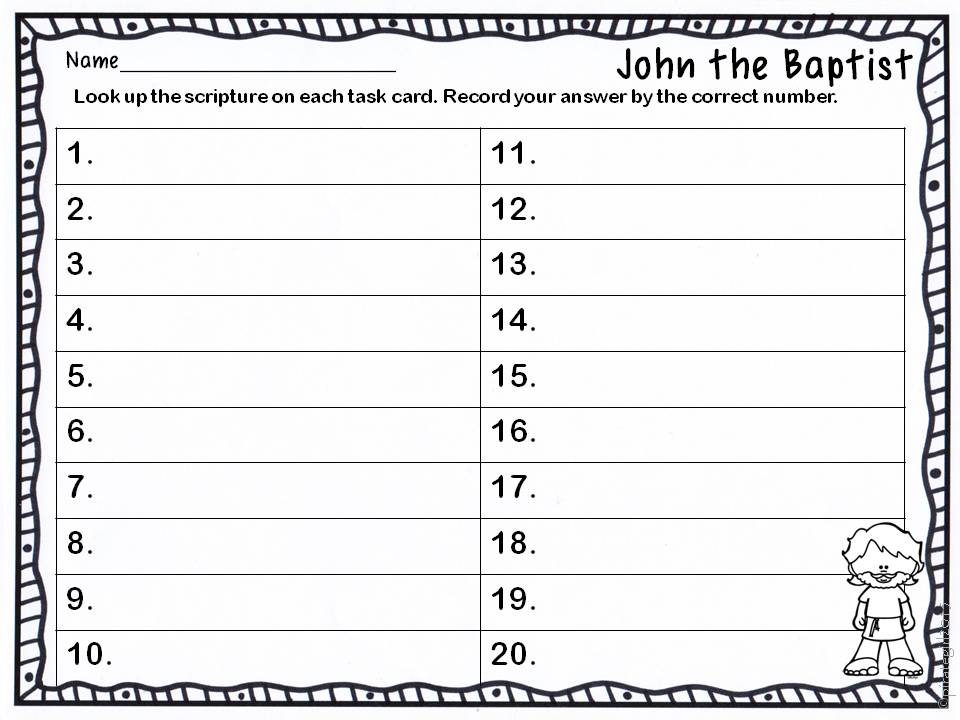 Bible Task Cards: John the Baptist | Made By Teachers