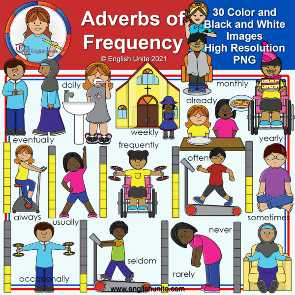 Clip Art - Adverbs Pack 2 (Frequency) | Made By Teachers