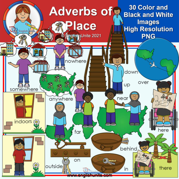 Clip Art - Adverbs Pack 4 (Place) | Made By Teachers