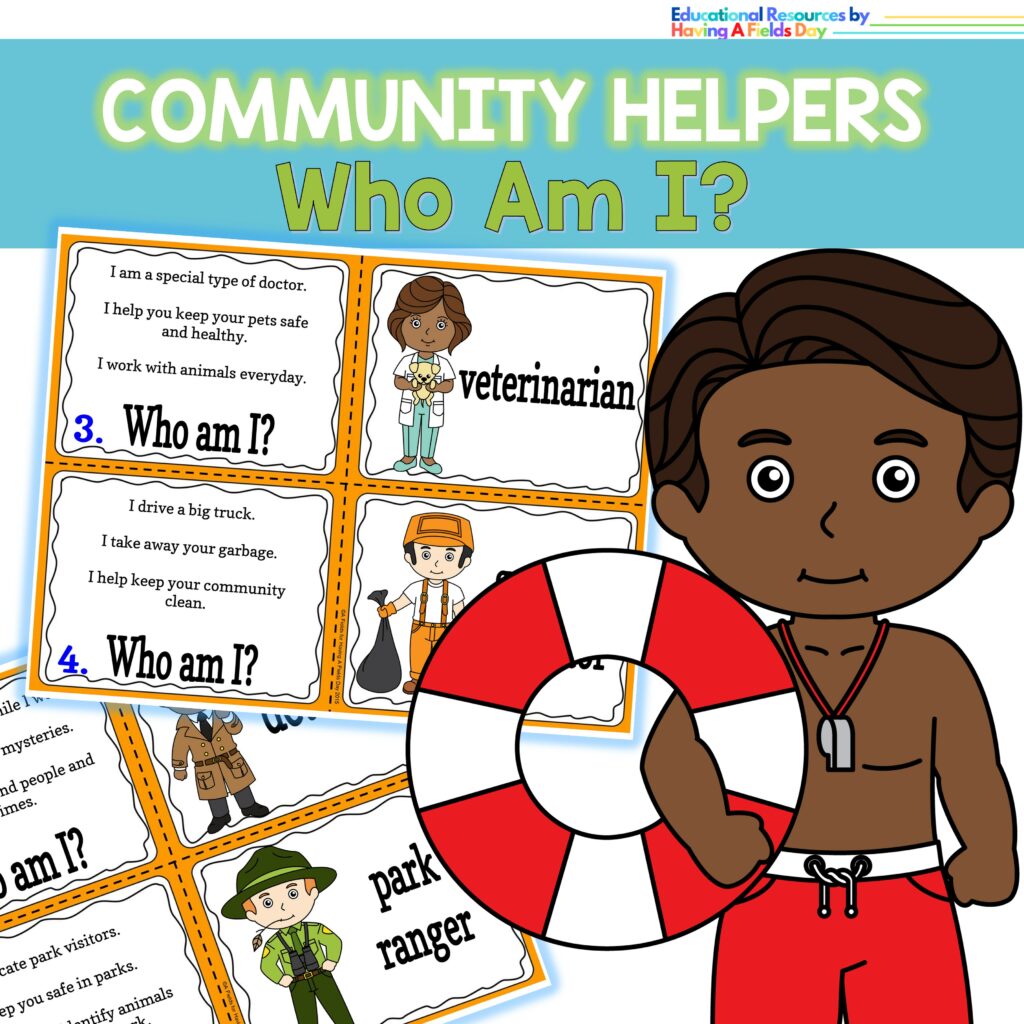 Who am I? Community Helpers Matching Task Card Game | Made By Teachers