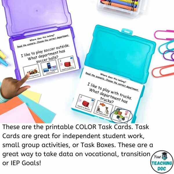 Department Store Life Skills Work Skills w/ Task Sight Word Cards - L3 ...