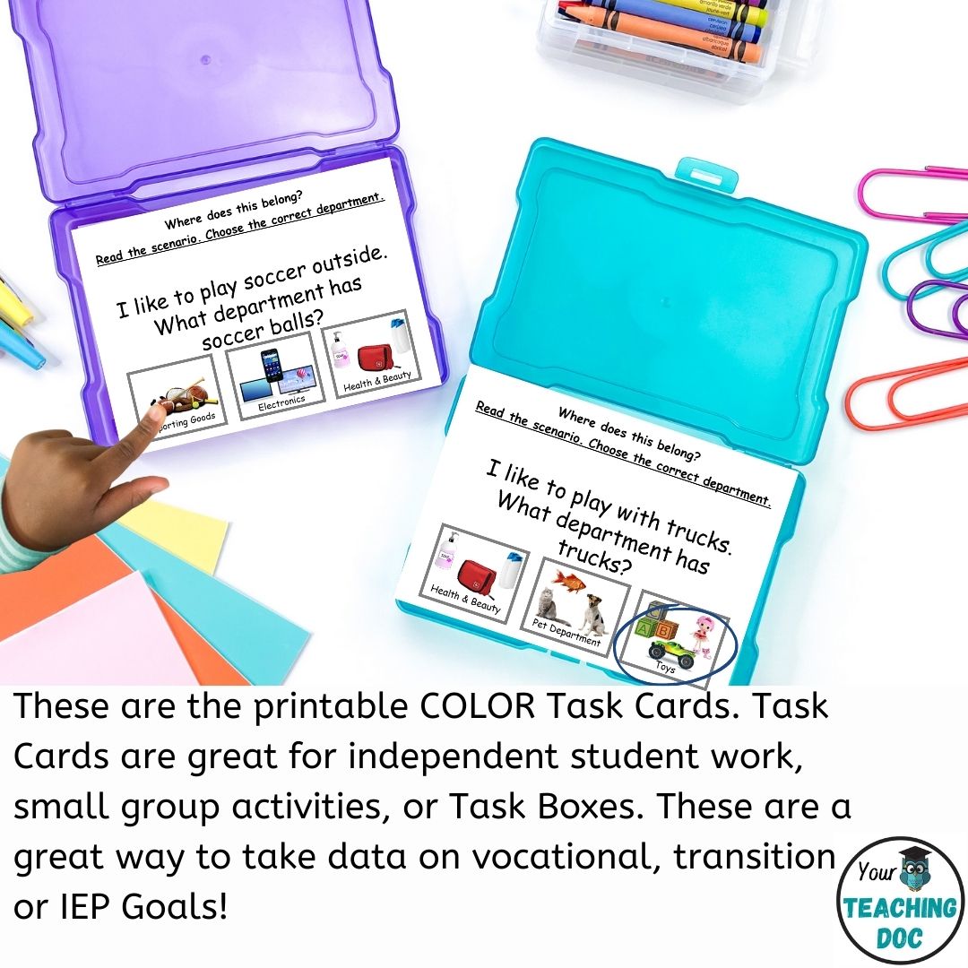Department Store Life Skills Work Skills w/ Task Sight Word Cards - L3 ...