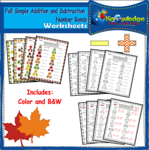 Fall Simple Addition & Subtraction Number Bonds Worksheets With Answer ...