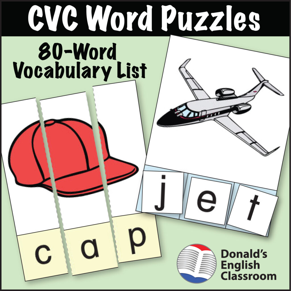 CVC Word Puzzles 80 Word Set ESL ELL Newcomer Activity | Made By Teachers