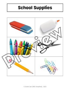 School Supplies Theme File Folder Activity | Identical & Non-Identical ...