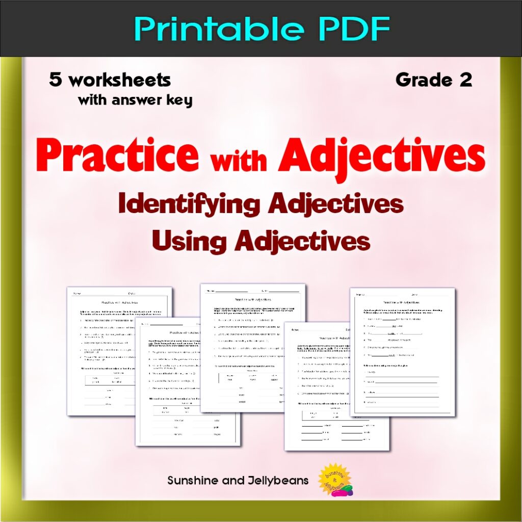 Adjectives Practice - 5 Worksheets and Answer Key - Grade 2 - CCSS ...