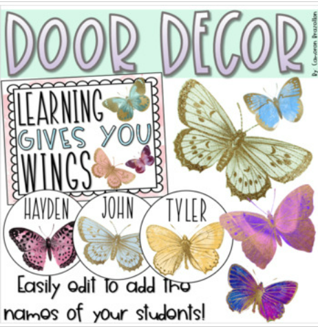 Butterfly Learning Gives You Wings Spring Door Display Bulletin Board ...