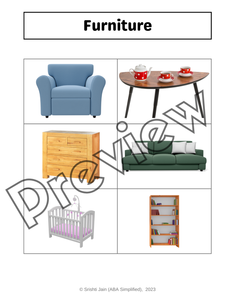 Furniture Theme File Folder Activity | Identical & Non-Identical ...
