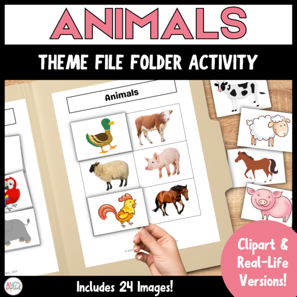 Animals Theme File Folder Activity | Identical & Non-Identical Matching ...