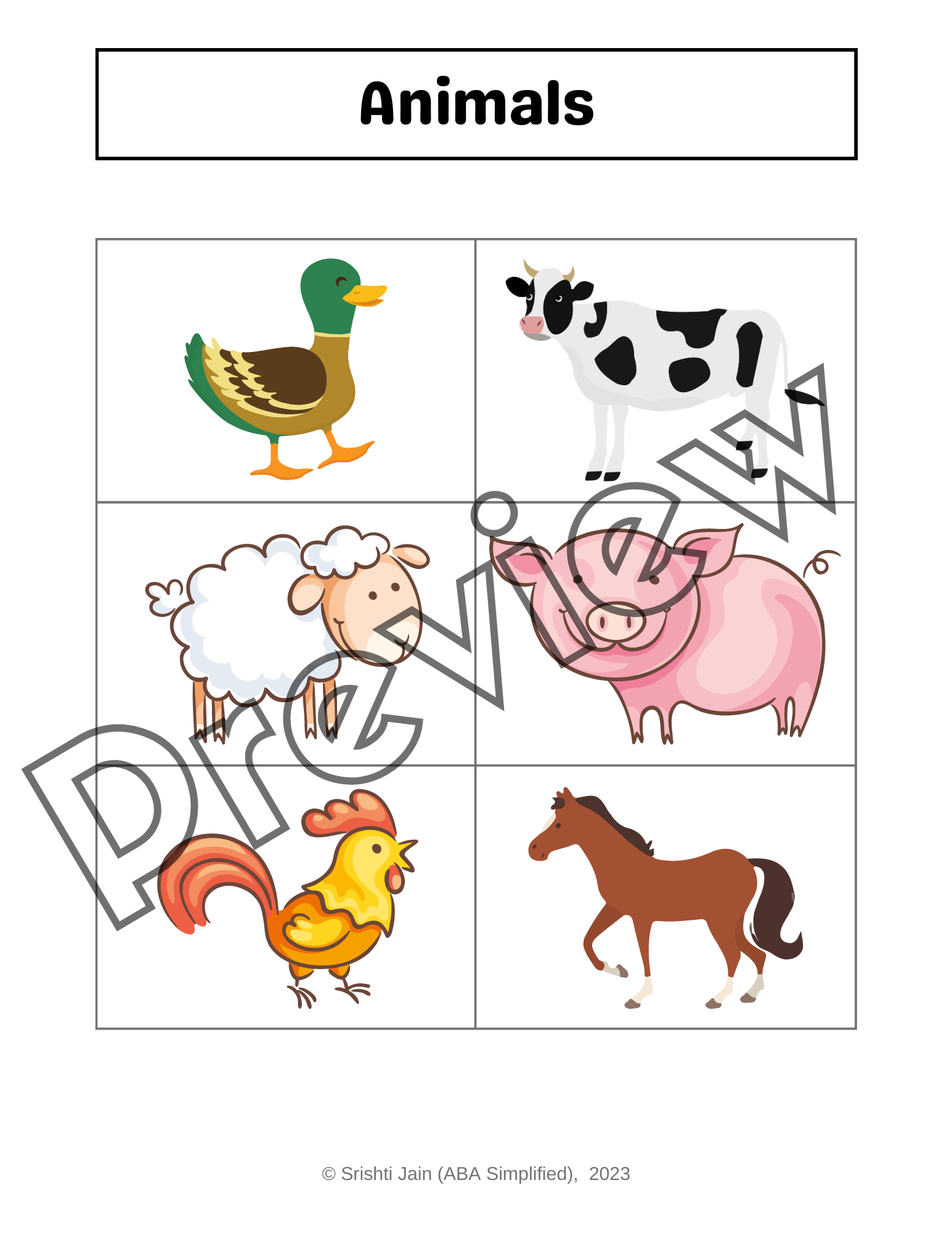 Animals Theme File Folder Activity | Identical & Non-Identical Matching ...