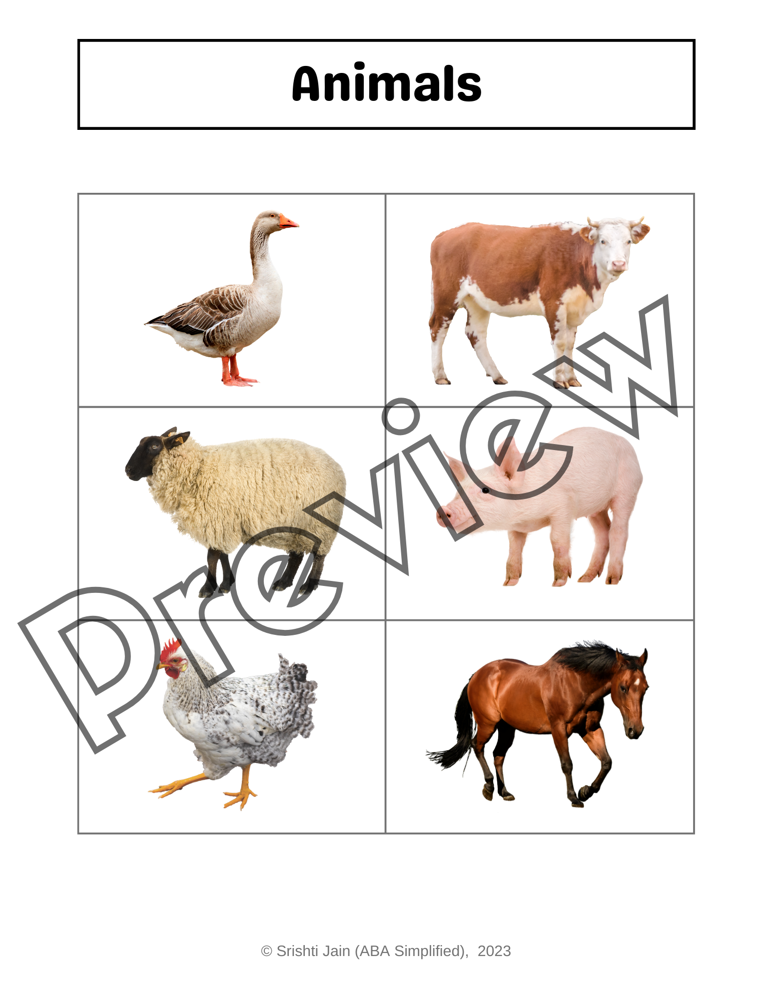 Animals Theme File Folder Activity | Identical & Non-Identical Matching ...