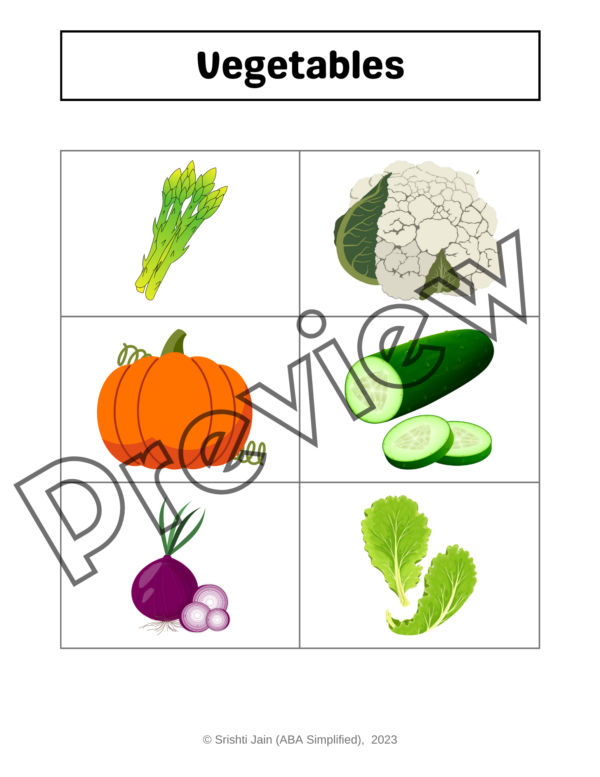 Vegetables Theme File Folder Activity | Identical & Non-Identical ...