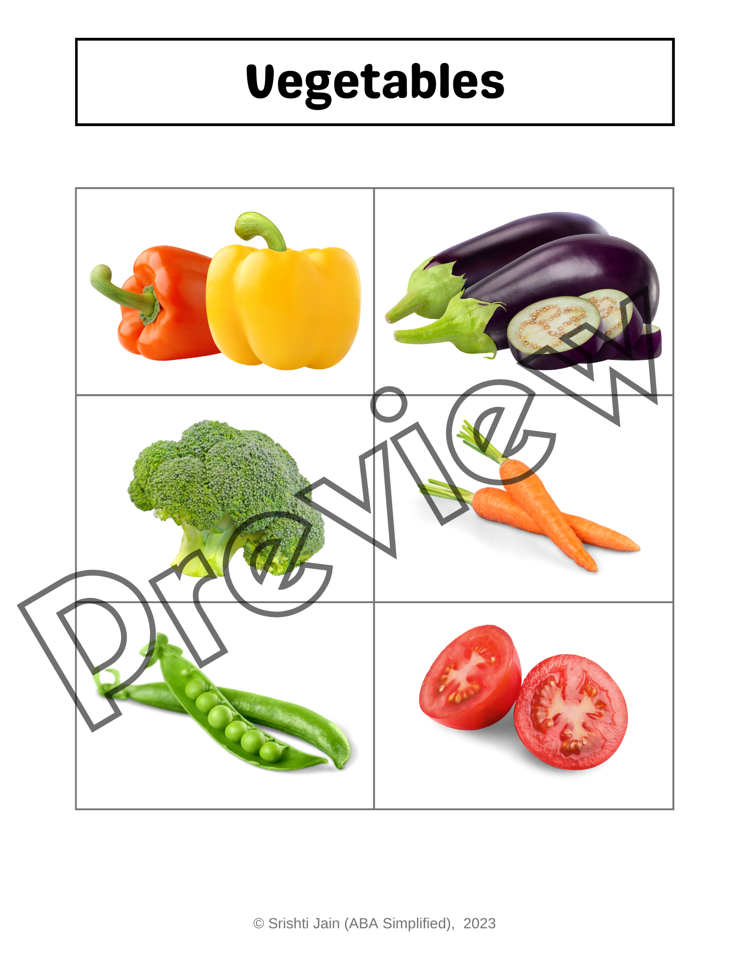 Vegetables Theme File Folder Activity | Identical & Non-Identical ...