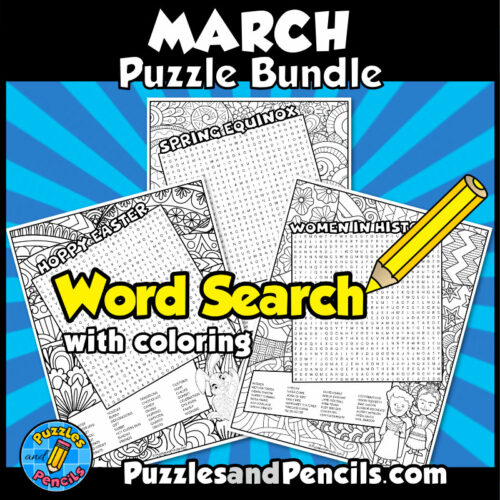 March Word Search Puzzle Activity Page BUNDLE | 15 Wordsearch Puzzles ...