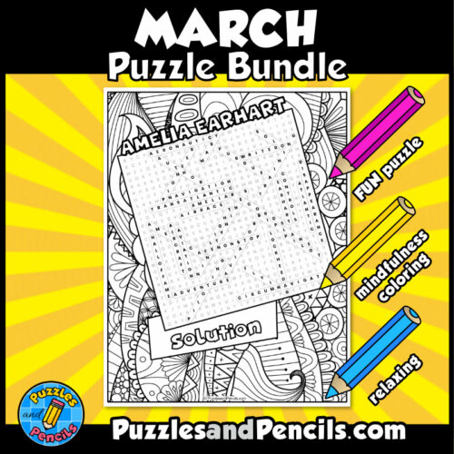 March Word Search Puzzle Activity Page BUNDLE | 15 Wordsearch Puzzles ...