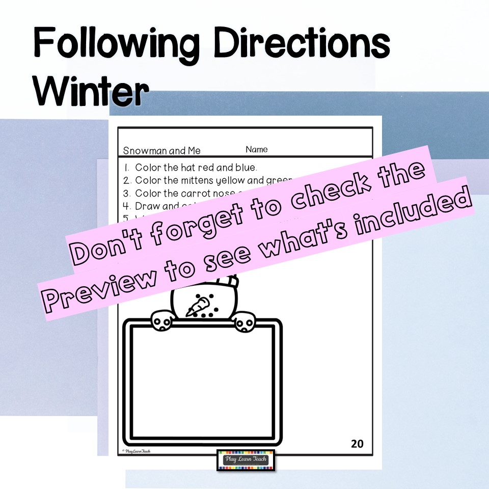 Following Directions Winter | Listening Reading Comprehension | Made By ...