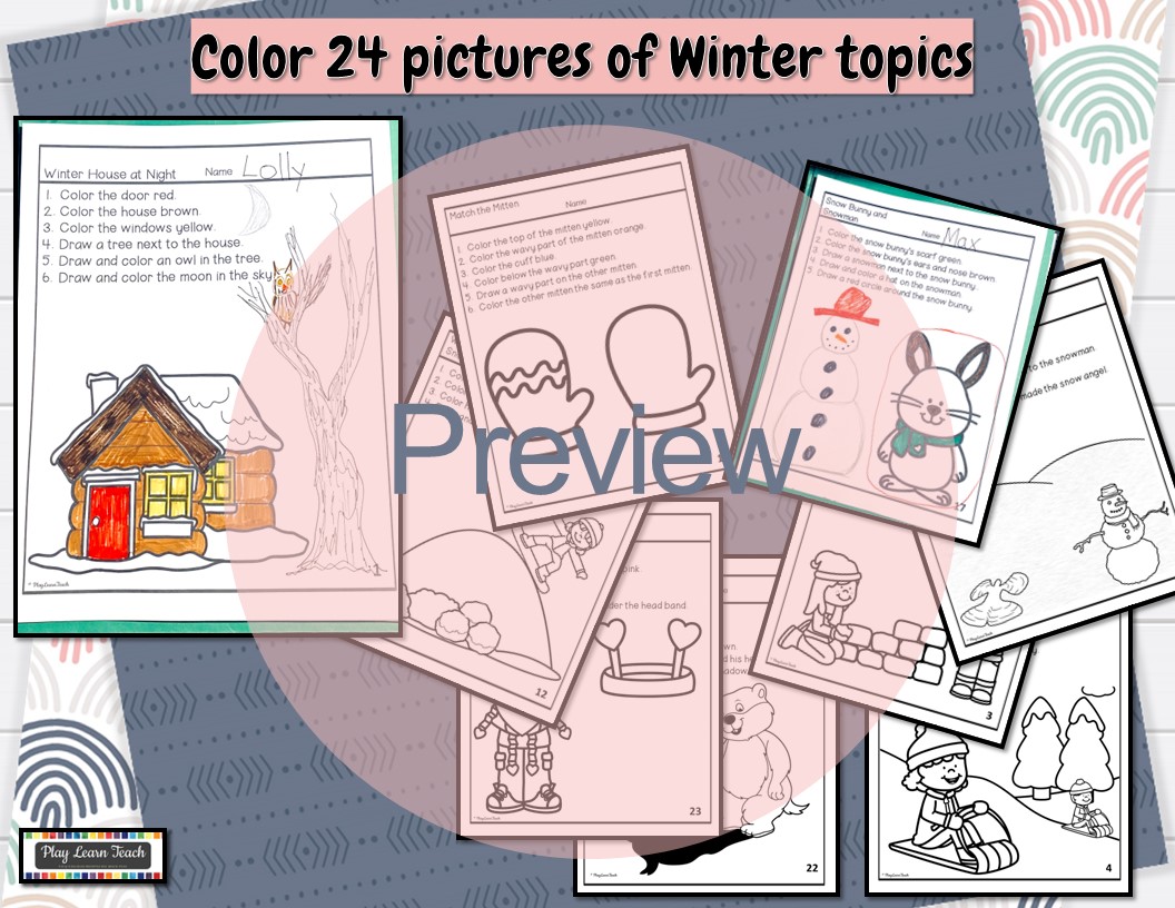 Following Directions Winter | Listening Reading Comprehension | Made By ...