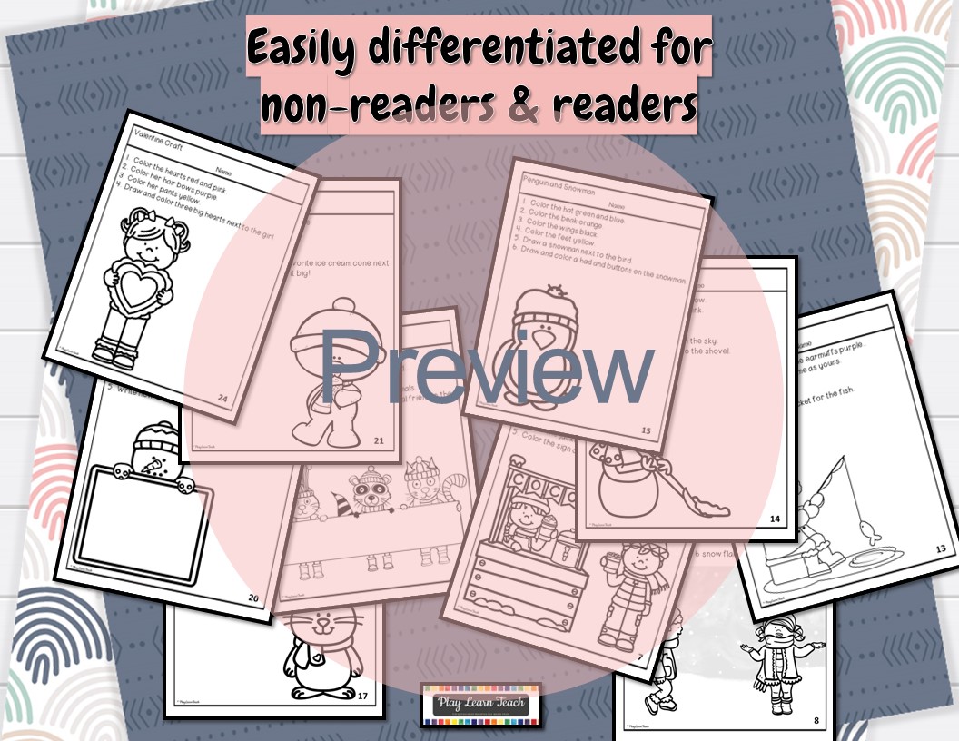Following Directions Winter | Listening Reading Comprehension | Made By ...