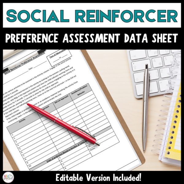 Editable Social Reinforcers Preference Assessment Data Sheet | Made By ...