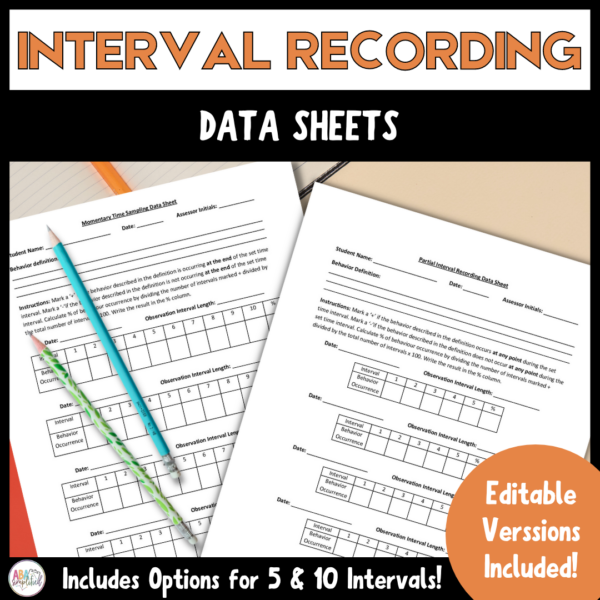 Editable Interval Recording Data Sheets for ABA Therapy | Made By Teachers