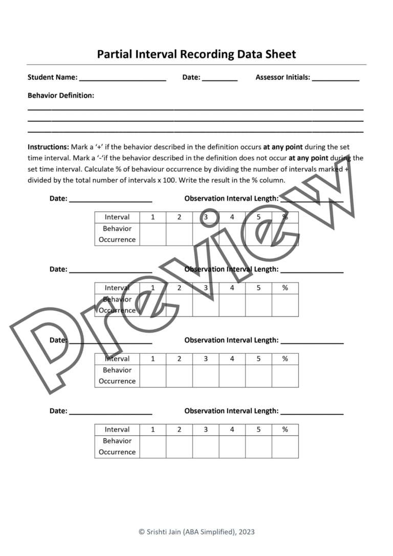 Editable Interval Recording Data Sheets for ABA Therapy | Made By Teachers