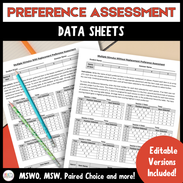 Editable Preference Assessment Data Sheets for ABA Therapy | Made By ...