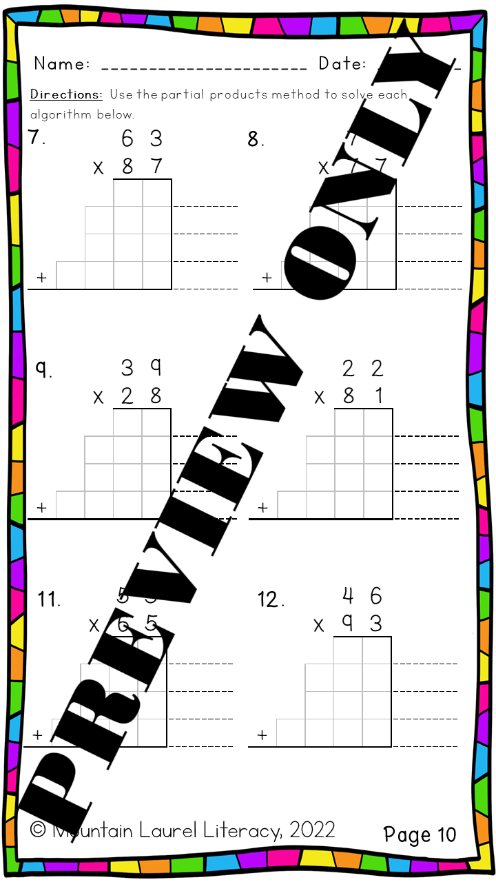 Partial Products Multiplication Grades 3 and 4 Anchor Charts and Guided ...