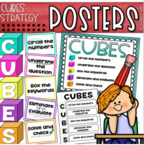 CUBES Problem Solving Math Strategy Posters Signs for Bulletin Boards ...