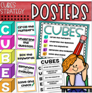 CUBES Problem Solving Math Strategy Posters Signs for Bulletin Boards ...