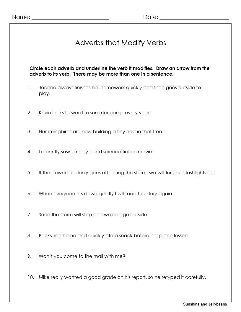 Adverbs - Recognizing and Using Adverbs - 6 Worksheets - Grades 3-4 ...