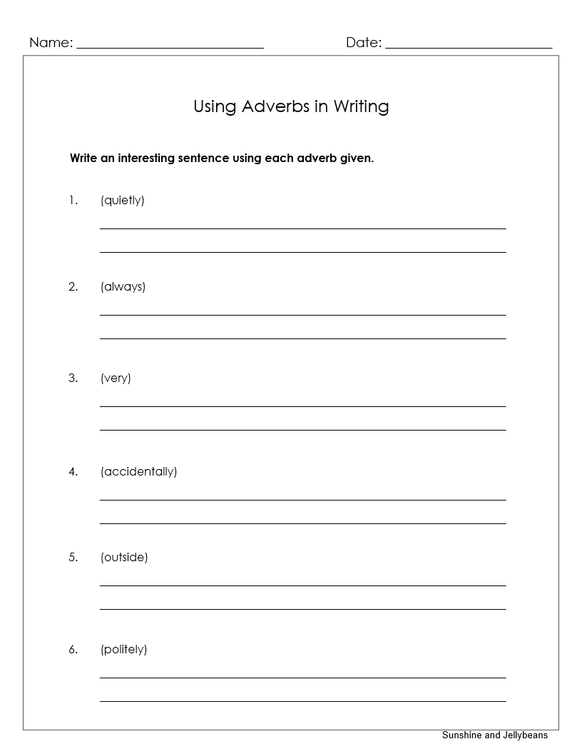 Adverbs - Recognizing and Using Adverbs - 6 Worksheets - Grades 3-4 ...