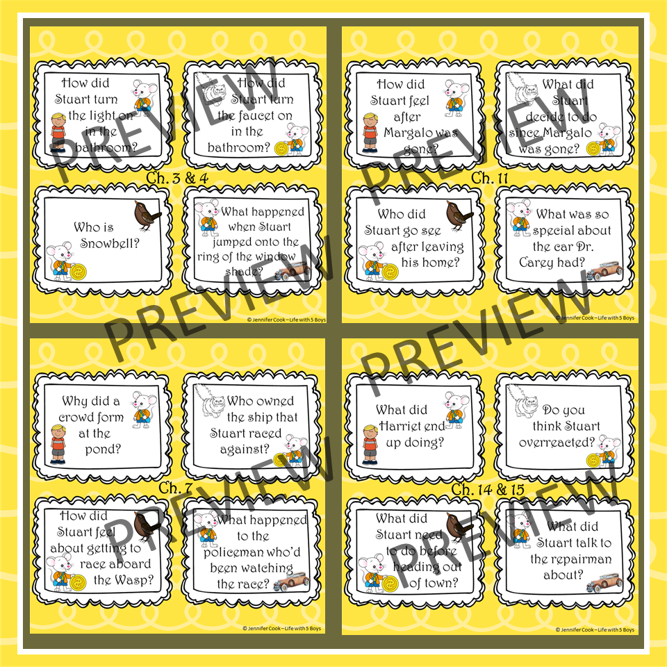 Stuart Little Activity Discussion Cards for Each Chapter | Made By Teachers