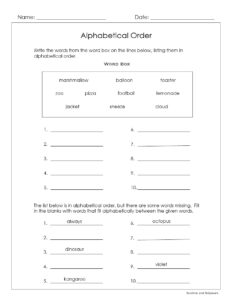 Alphabetical Order - Words, People and Places - 4 worksheets - Grades 2 ...