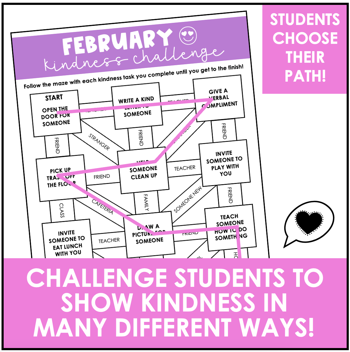 February Kindness Challenge Maze | Made By Teachers